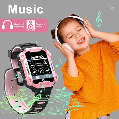 PTHTECHUS 4G Smart Watch for Kids - Smartwatch Phone with GPS Tracker,HD Camera, SOS, WiFi, Pedometer, Audio and Video Calling Voice Chat MP3 Waterproof Compatible Android and iOS for Girls Boys Gifts