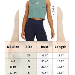 HIOINIEIY Womens Crop Top Workout Cropped Shirts Muscle Tank Athletic Gym Exercise Clothes Light Green L