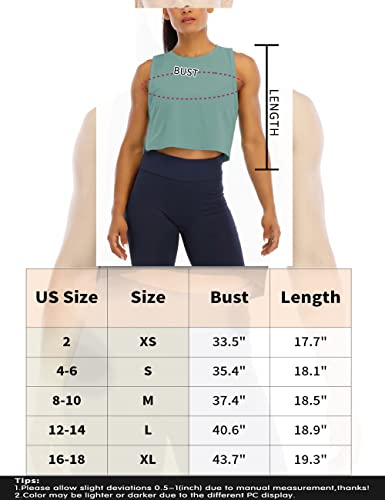 HIOINIEIY Womens Crop Top Workout Cropped Shirts Muscle Tank Athletic Gym Exercise Clothes Light Green L