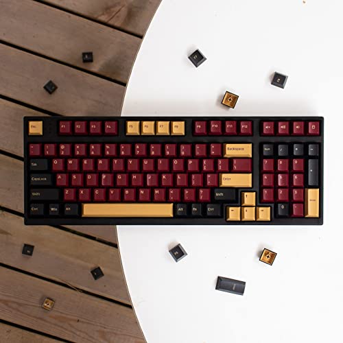 Red Samurai Keycaps Set 164 Keys PBT Doubleshot Keycaps Cherry Profile Custom Keyboard Keycaps for Cherry MX 61/64/68/84/87 Mechanical Keyboards