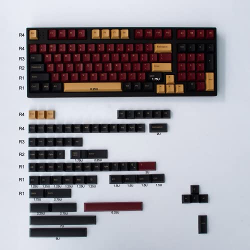 Red Samurai Keycaps Set 164 Keys PBT Doubleshot Keycaps Cherry Profile Custom Keyboard Keycaps for Cherry MX 61/64/68/84/87 Mechanical Keyboards