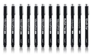 vanli's 12 pack fine tip art pens for drawing. waterproof archival fineliner calligraphy hand lettering pens. microline bible journaling pens, 12 pack