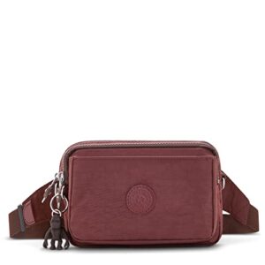 kipling womens womenÂ’s abanu multi bag, lightweight, adjustable nylon waist pack with multi-compartment crossbody bag, mahogany, 7.5 l x 5 h 3.25 d us