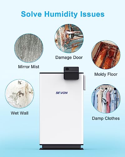 Dehumidifiers for Home Up to 7500 Cubic Feet, SEAVON Dehumidifier with Remote Controller, Auto-off, 2 Working Modes Quiet and Portable Dehumidifiers Perfect for Bedroom, Bathroom, Basement, RV