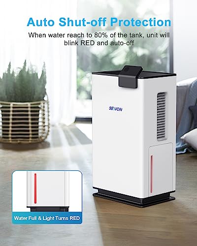 Dehumidifiers for Home Up to 7500 Cubic Feet, SEAVON Dehumidifier with Remote Controller, Auto-off, 2 Working Modes Quiet and Portable Dehumidifiers Perfect for Bedroom, Bathroom, Basement, RV