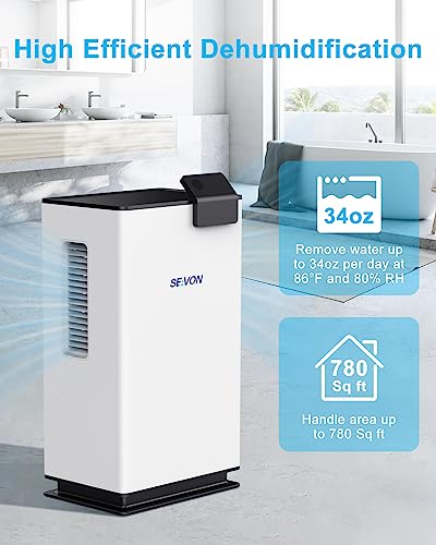 Dehumidifiers for Home Up to 7500 Cubic Feet, SEAVON Dehumidifier with Remote Controller, Auto-off, 2 Working Modes Quiet and Portable Dehumidifiers Perfect for Bedroom, Bathroom, Basement, RV