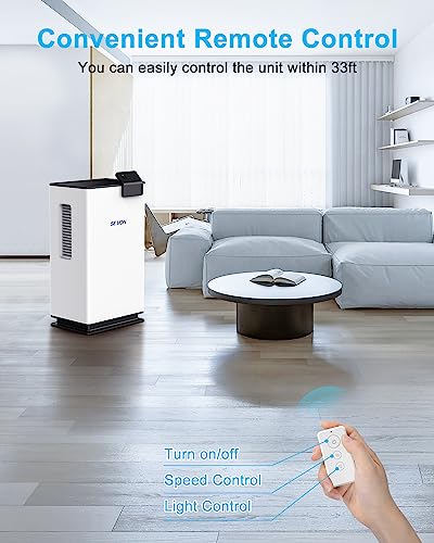 Dehumidifiers for Home Up to 7500 Cubic Feet, SEAVON Dehumidifier with Remote Controller, Auto-off, 2 Working Modes Quiet and Portable Dehumidifiers Perfect for Bedroom, Bathroom, Basement, RV