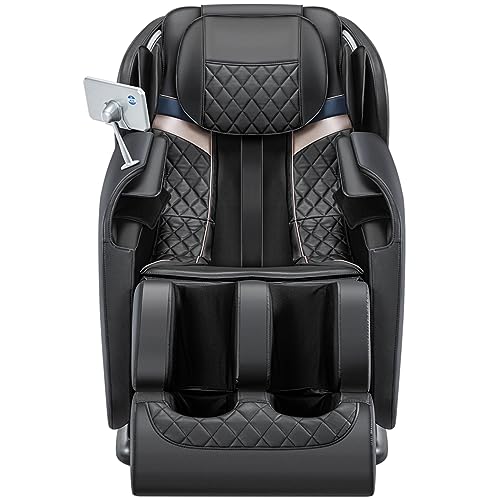 Massage Chair Full Body Recliner - Zero Gravity with Heat and Shiatsu Massage Office Chair Sl Track Intelligent Body Detection LCD Touch Screen Display Bluetooth Speaker Airbags Foot Rollers (Black)