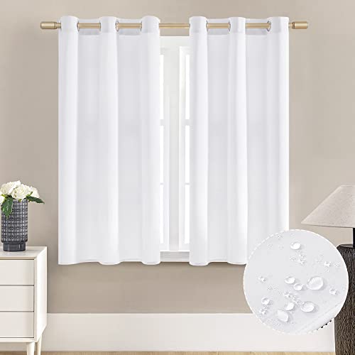 XTMYI White Short Room Darkening Curtains for Bedroom,Thermal Insulated 80% Blackout Light Blocking Grommet Window Curtains for Kitchen Bathroom,36 by 48 Inch Length 2 Panels Set