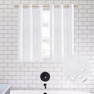 XTMYI White Short Room Darkening Curtains for Bedroom,Thermal Insulated 80% Blackout Light Blocking Grommet Window Curtains for Kitchen Bathroom,36 by 48 Inch Length 2 Panels Set