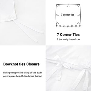 PHF White Duvet Cover Queen Size, Comfy Lightweight Skin-Friendly Comforter Cover Set with Bowknot Bow Ties, Soft Durable Bedding Collection with 2 Pillowcases for All Season, 90" x 90"