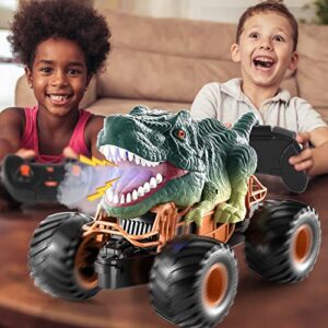 Bennol Remote Control Dinosaur Car for Boys Kids, 2.4Ghz RC Dinosaur Truck Toys for Toddlers, Electric Hobby RC Car Toys with Light & Sound Spray Birthday Gift for 3 4 5 6 7 8 Year olds Kids Boys Girl