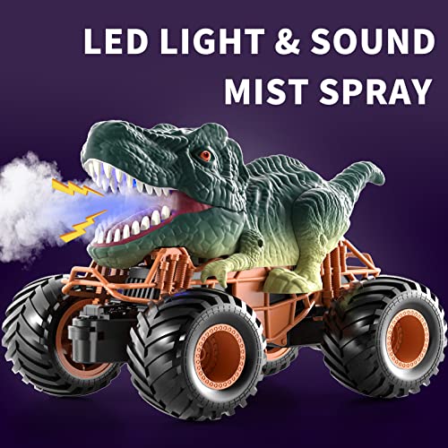 Bennol Remote Control Dinosaur Car for Boys Kids, 2.4Ghz RC Dinosaur Truck Toys for Toddlers, Electric Hobby RC Car Toys with Light & Sound Spray Birthday Gift for 3 4 5 6 7 8 Year olds Kids Boys Girl