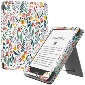 moko case for 6.8" kindle paperwhite (11th generation-2021) and kindle paperwhite signature edition, slim pu shell cover case with auto-wake/sleep for kindle paperwhite 2021, flowers