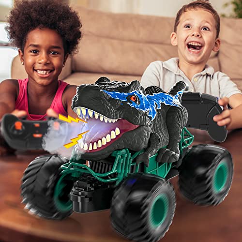 Bennol 2.4GHz Remote Control Dinosaur Car Trucks Toys for Kids Boys, RC Dino Car Toys with Light, Sound & Spray, Indoor Outdoor All Terrain Electric RC Car Toys Gifts for 3 4 5 4-7 8-12 Boys Kids