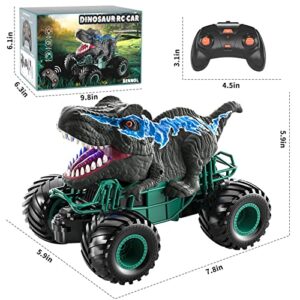 Bennol 2.4GHz Remote Control Dinosaur Car Trucks Toys for Kids Boys, RC Dino Car Toys with Light, Sound & Spray, Indoor Outdoor All Terrain Electric RC Car Toys Gifts for 3 4 5 4-7 8-12 Boys Kids