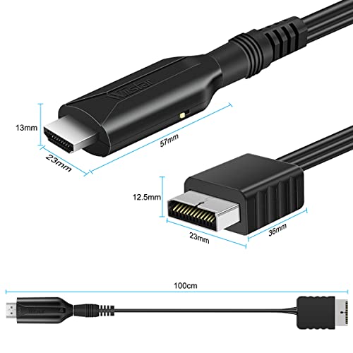 HDMI Cable for Playstation 2 & Playstation 1 Console (PS2 & PS1), PS1/PS2 to HDMI Adapter with True RGB Signal Output Playstation 1 Adapter Sony PS2 HDMI Converter