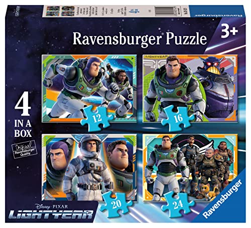 Ravensburger Disney Pixar Buzz Lightyear Jigsaw Puzzles for Kids Age 3 Years Up - 4 in a Box (12, 16, 20, 24 Pieces)