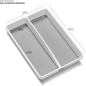 madesmart Premium Antimicrobial Classic Mini Utensil Tray, Soft Grip, Non-Slip Kitchen Drawer Organizer, 2 Compartments, Multi-Purpose Home Organization, EPA Certified, White