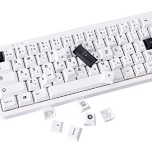 GK GAMAKAY White Japanese Keycaps 129 Keys Cherry Profile PBT Dye-Sub White Theme Minimalist Keycap Set Suitable for LK67 TK75 MK61/87/98/104/108 Layout Mechanical Gaming Keyboard (Japanese Theme)