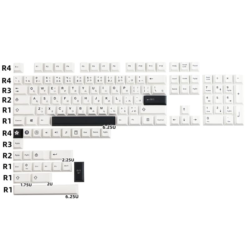 GK GAMAKAY White Japanese Keycaps 129 Keys Cherry Profile PBT Dye-Sub White Theme Minimalist Keycap Set Suitable for LK67 TK75 MK61/87/98/104/108 Layout Mechanical Gaming Keyboard (Japanese Theme)