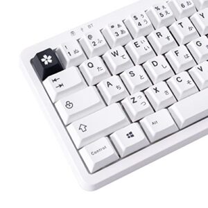 GK GAMAKAY White Japanese Keycaps 129 Keys Cherry Profile PBT Dye-Sub White Theme Minimalist Keycap Set Suitable for LK67 TK75 MK61/87/98/104/108 Layout Mechanical Gaming Keyboard (Japanese Theme)