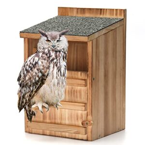 owl house,screech owl house with bird stand,owl nesting box,barn owl bird house,large handmade wooden rectangular opening bird box,with mounting screws, easy assembly