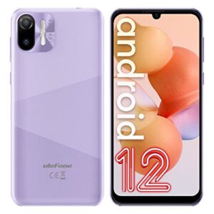 ulefone latest android 12 unlocked smartphone, note 6t (2022), 3gb+64gb, triple card slots, 6.1" waterdrop full- screen dual 4g unlocked cell phones, ai camera 13mp+5mp, 3300mah, face unlock - purple