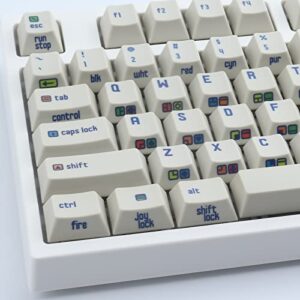 hyekit pbt keycaps 143 keys commodore 64 themed keycaps dye-sublimation custom keycaps cherry profile for cherry gateron mx switches mechanical keyboard us and uk layouts, 6.25u and 7u spacebar