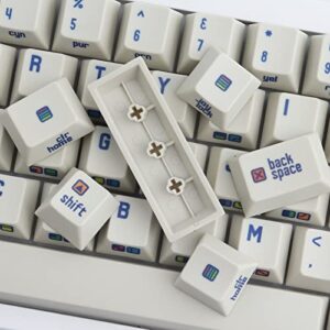 Hyekit PBT Keycaps 143 Keys Commodore 64 Themed Keycaps Dye-Sublimation Custom Keycaps Cherry Profile for Cherry Gateron MX Switches Mechanical Keyboard US and UK Layouts, 6.25u and 7u Spacebar