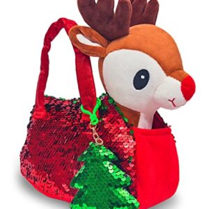 Little Jupiter Reindeer Stuffed Animal Plush Pet Set - Includes Reindeer Stuffed Toy with Purse for Age 4-5 - 6-7 yrs - Christmas Stuffed Animal for Girls - Stuffed Animals - Toy Reindeer