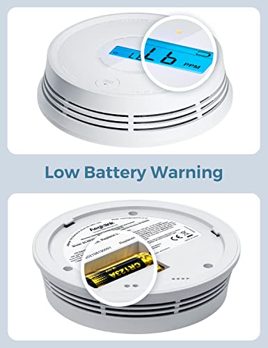 Smoke Carbon Monoxide Detector, AEGISLINK Interlinked Combination Smoke CO Alarm, Battery Powered, Wireless Interconnected, Digital Display, SC-RF220, 6-Pack