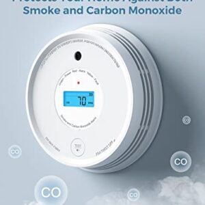 Smoke Carbon Monoxide Detector, AEGISLINK Interlinked Combination Smoke CO Alarm, Battery Powered, Wireless Interconnected, Digital Display, SC-RF220, 6-Pack