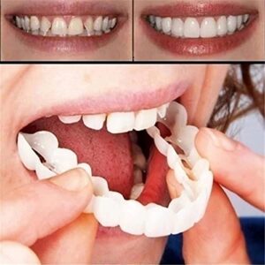 2 pairs instant veneer dentures dentures serrated dentures top bottom temporary fake cosmetic teeth straightening braces covering whitening restoration kit for men and women