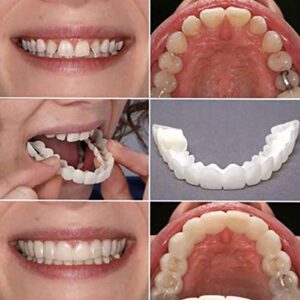 2 Pairs Instant Veneer Dentures Dentures Serrated Dentures Top Bottom Temporary Fake Cosmetic Teeth Straightening Braces Covering Whitening Restoration Kit for Men and Women