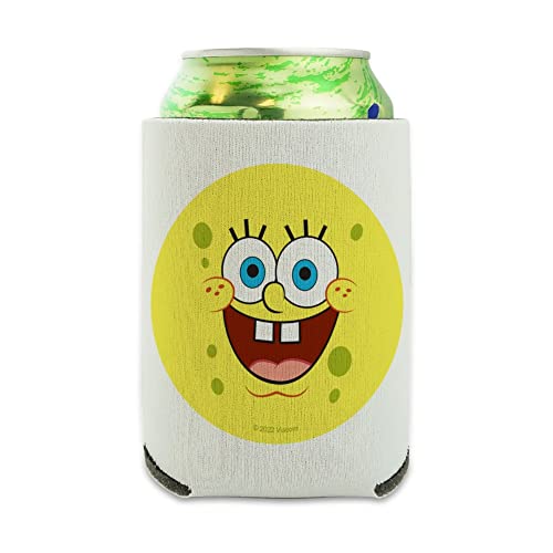 SpongeBob Goofy Smile Face Can Cooler - Drink Sleeve Hugger Collapsible Insulator - Beverage Insulated Holder