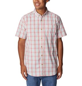 columbia men's rapid rivers ii short sleeve shirt, sunset red multi gingham, large