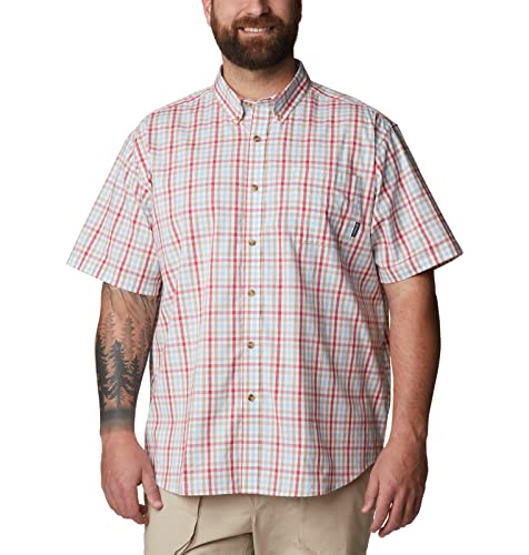 Columbia Men's Rapid Rivers II Short Sleeve Shirt, Sunset Red Multi Gingham, Large