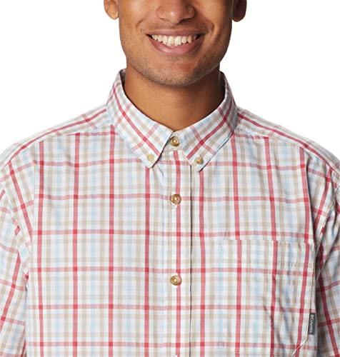 Columbia Men's Rapid Rivers II Short Sleeve Shirt, Sunset Red Multi Gingham, Large