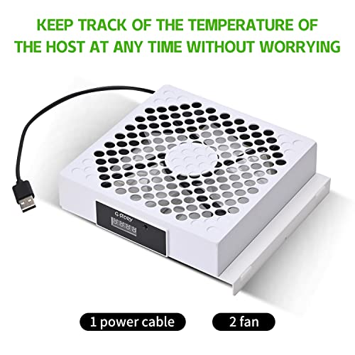 G-STORY Cooling Fan for Xbox Series S with Automatic Fan Speed Adjustable by Temperature, LED Display, High Performance Cooling, Low Noise, 3 Speed 1500/1750/2000RPM (140MM) with RGB LED (WHITE))