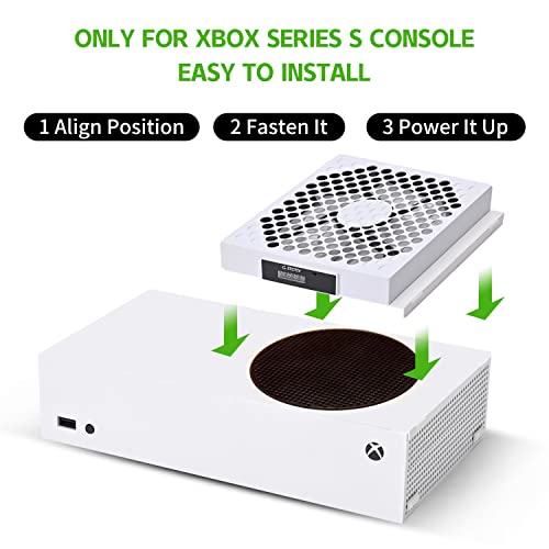 G-STORY Cooling Fan for Xbox Series S with Automatic Fan Speed Adjustable by Temperature, LED Display, High Performance Cooling, Low Noise, 3 Speed 1500/1750/2000RPM (140MM) with RGB LED (WHITE))