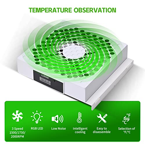 G-STORY Cooling Fan for Xbox Series S with Automatic Fan Speed Adjustable by Temperature, LED Display, High Performance Cooling, Low Noise, 3 Speed 1500/1750/2000RPM (140MM) with RGB LED (WHITE))