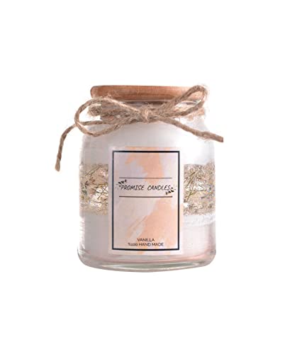 All-Natural Highly Vanilla Scented Premium Glass Jar Candles for Home and Office, Candles for Home Scented, Candle for Engagement, Large Candles 14 Oz, Long Burn time, Fine Home Fragrance