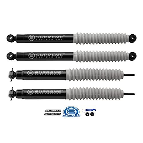 Supreme Suspensions - Front & Rear Complete Set of Shocks for 1997-2006 Jeep Wrangler TJ 2WD 4WD MAX Performance Nitro Gas-Charged Shocks with Boots - OEM Replacement for Lifted Applications