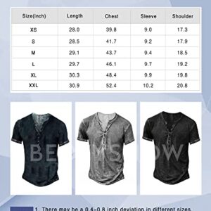 Mens Short Sleeve Henley Shirts Distressed Vintage Tee Shirts Casual Button Down Washed T-Shirts for Men