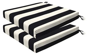 honeycomb indoor/outdoor cabana stripe black & ivory dining seat cushion: recycled fiberfill, weather resistant, reversible, comfortable and stylish pack of 2 patio cushions: 20" w x 20" d x 4" t