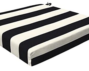 Honeycomb Indoor/Outdoor Cabana Stripe Black & Ivory Dining Seat Cushion: Recycled Fiberfill, Weather Resistant, Reversible, Comfortable and Stylish Pack of 2 Patio Cushions: 20" W x 20" D x 4" T