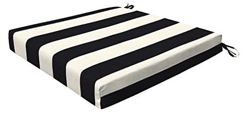 Honeycomb Indoor/Outdoor Cabana Stripe Black & Ivory Dining Seat Cushion: Recycled Fiberfill, Weather Resistant, Reversible, Comfortable and Stylish Pack of 2 Patio Cushions: 20" W x 20" D x 4" T