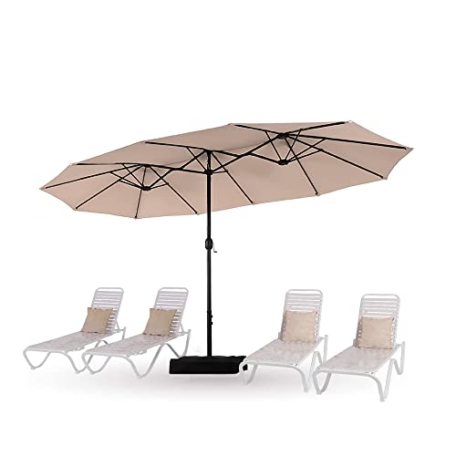 HERA'S PALACE 15 Ft Patio Umbrella with Base, Large Outdoor Umbrella with Crank Handle, Powerful UV Protective, Umbrella Outdoor Patio for Residential, Commercial Locations