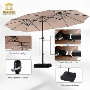 HERA'S PALACE 15 Ft Patio Umbrella with Base, Large Outdoor Umbrella with Crank Handle, Powerful UV Protective, Umbrella Outdoor Patio for Residential, Commercial Locations